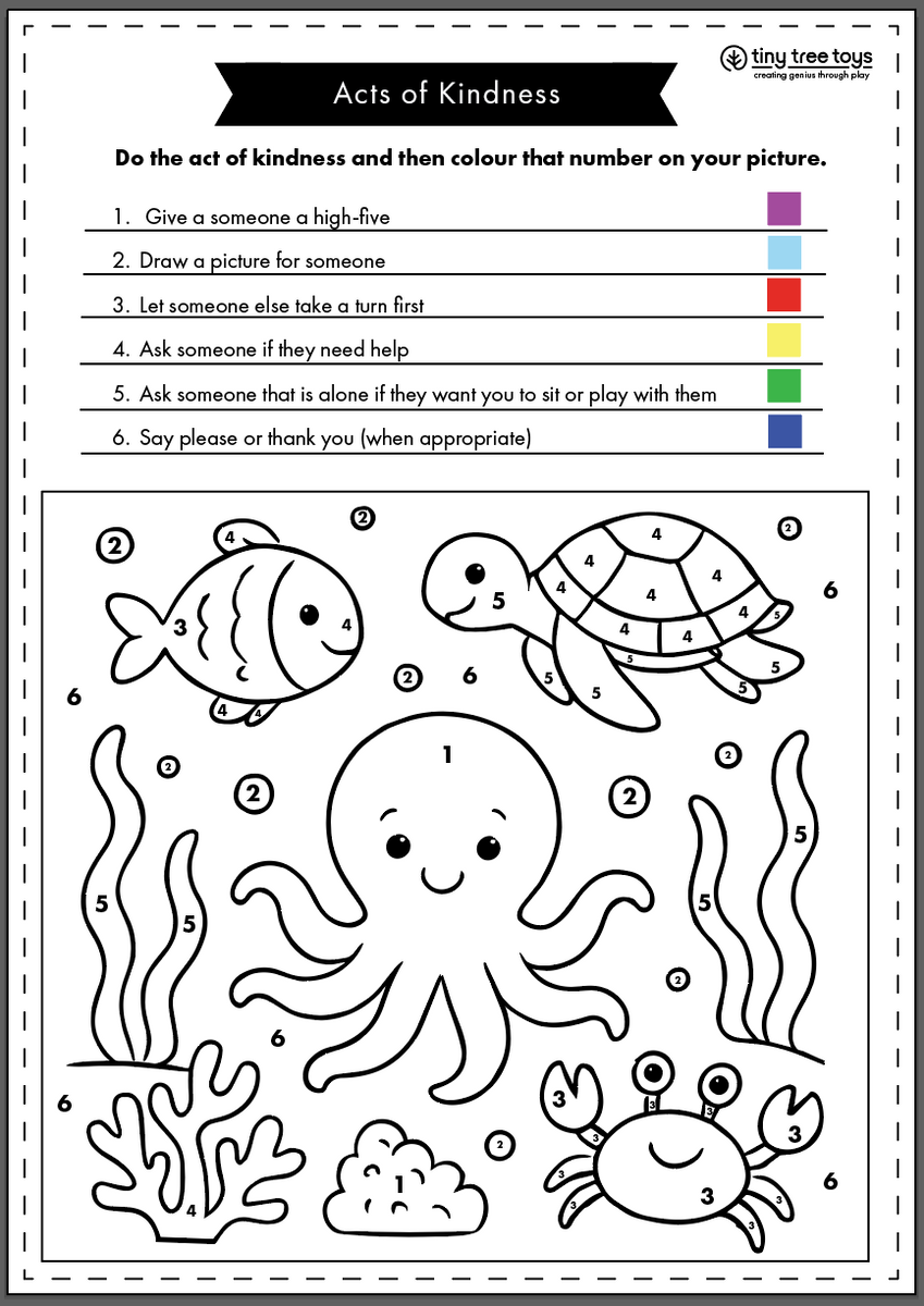 FREE Acts of Kindness Colour by Numbers (Eng & Afr) – tiny tree toys